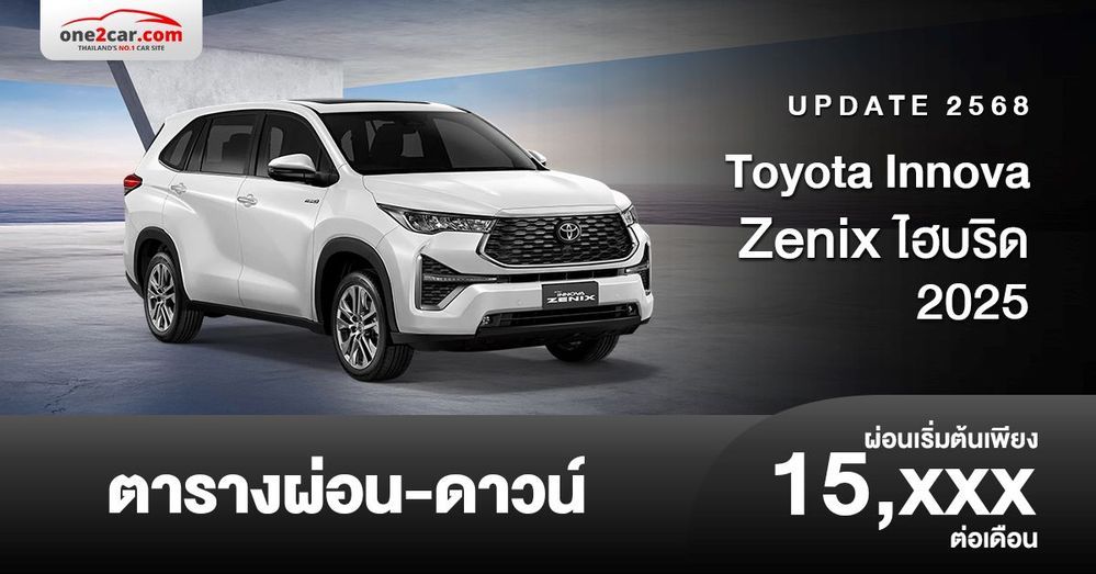 ตารางผ่อน Toyota Innova Zenix HEV 2025 - Car Prices | One2car